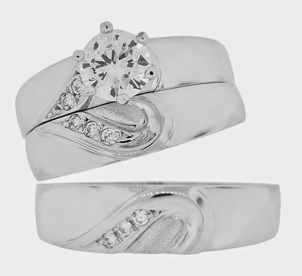 Trio Wedding Ring Sets Heart Shaped Model Images