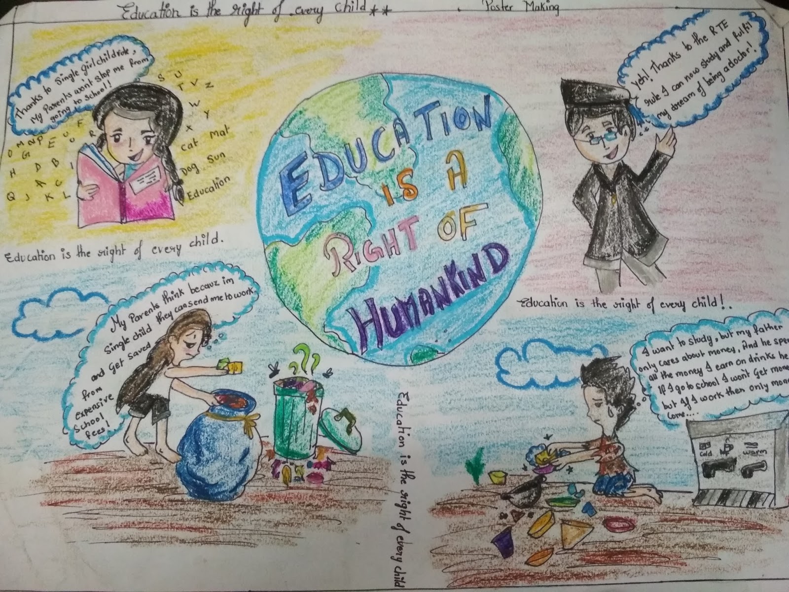 EDUCATION IS THE RIGHT OF EVERY CHILD : POSTER MAKING