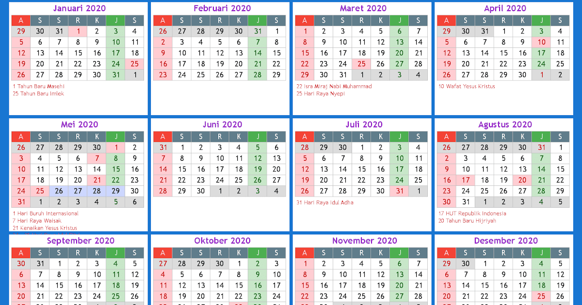 Populer 35+ Kalender Libur Nasional 2020