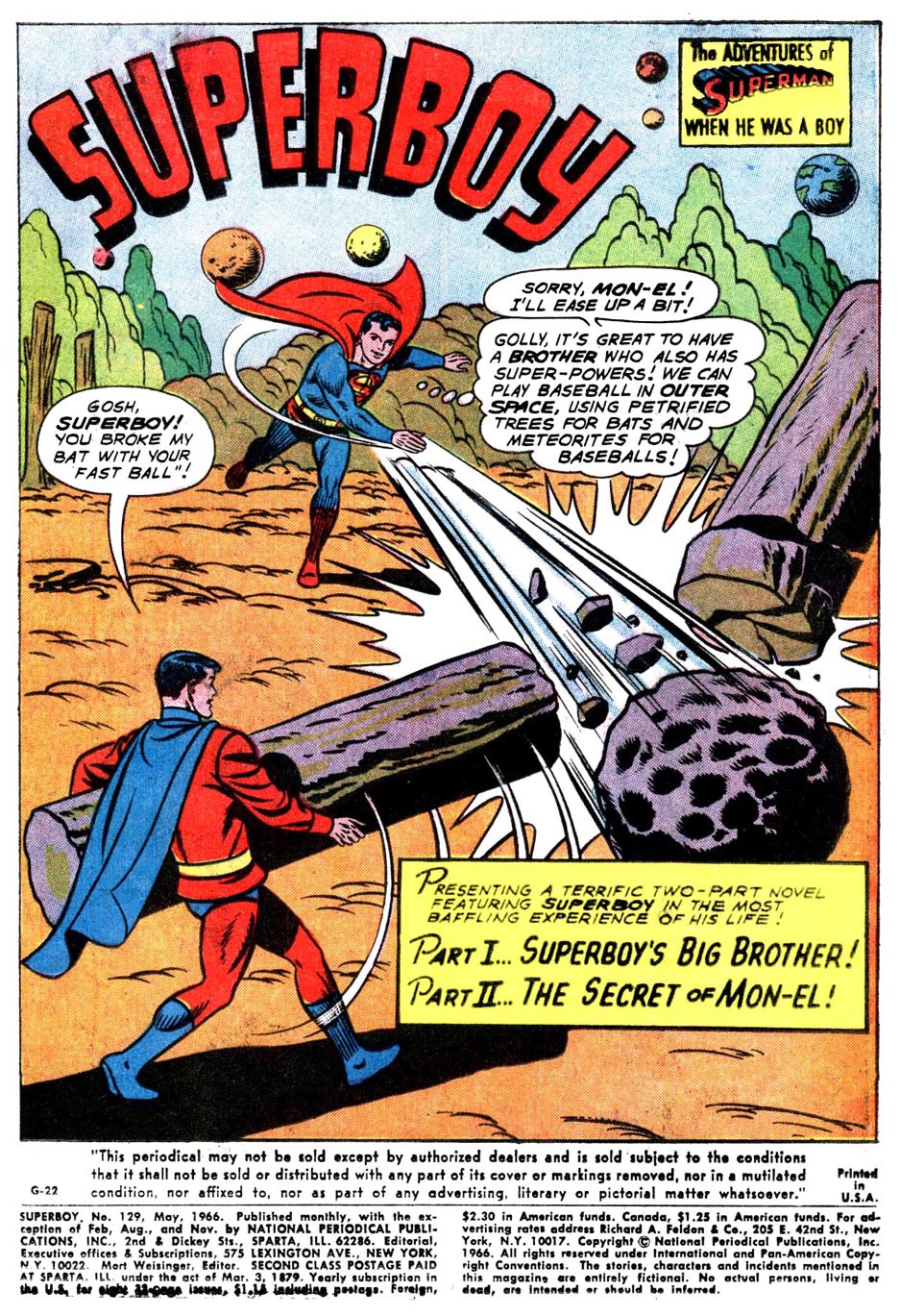 Boppin' (Like The Hip Folks Do): COMIC BOOK RETROVIEW: Superboy # 129