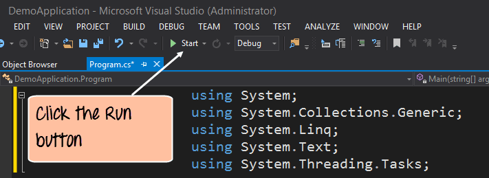 C# Tutorial: C# Hello World
