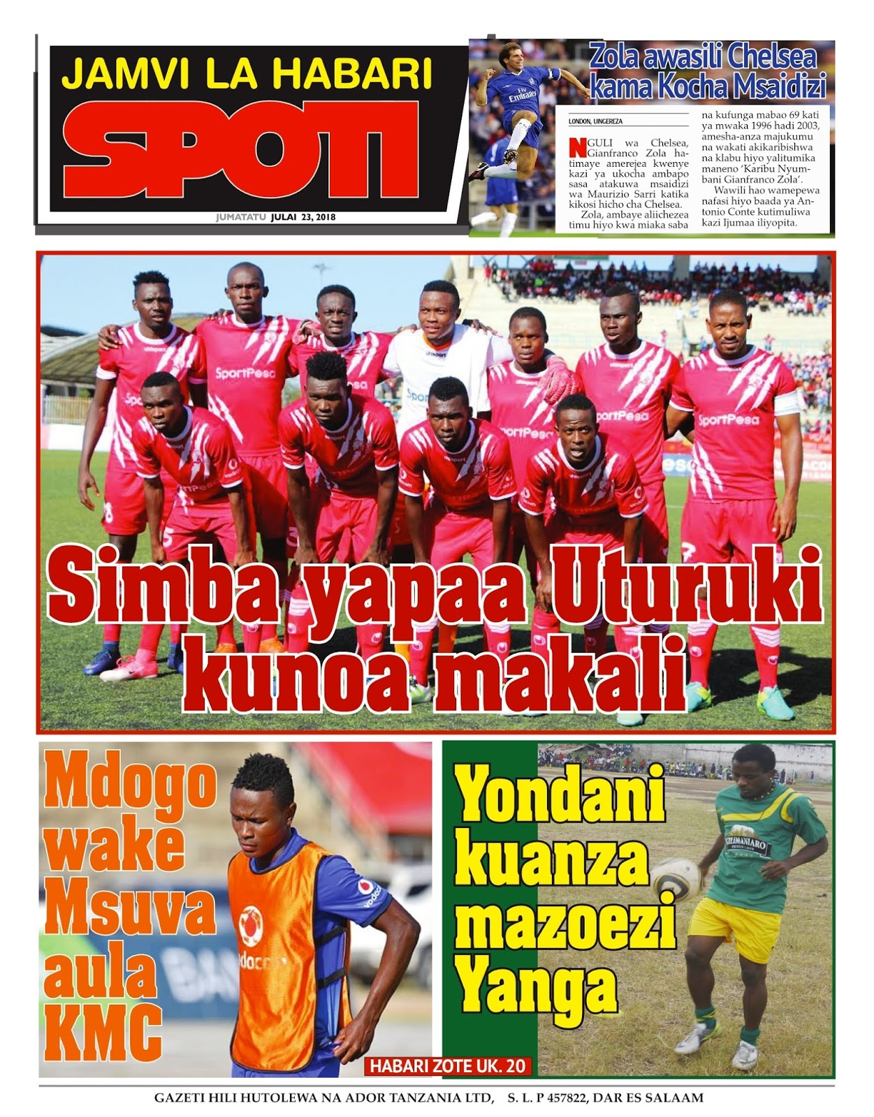 MATUKIO @ MICHUZI BLOG: MAGAZETI YA LEO JULAI 23, 2018