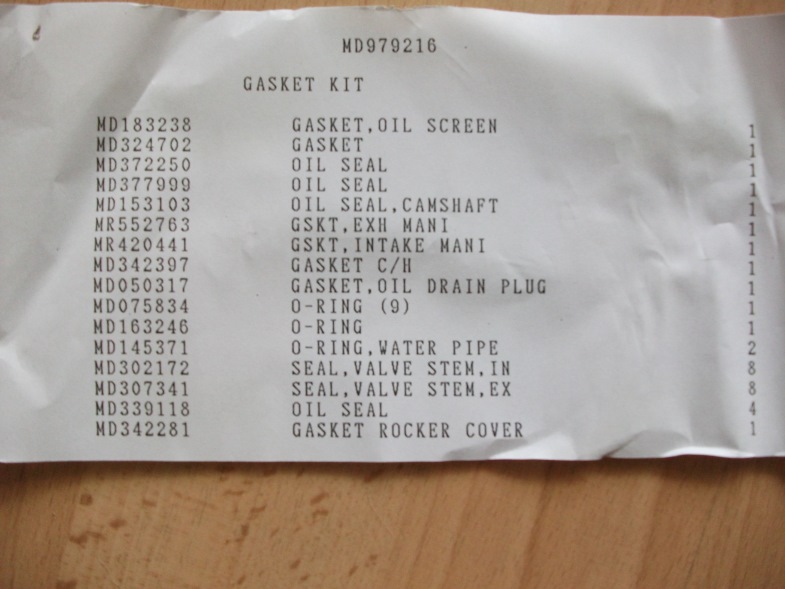 АвтоБЛОГ MITSUBISHI: Комплект прокладок двигателя для Mitsubishi Lancer ...