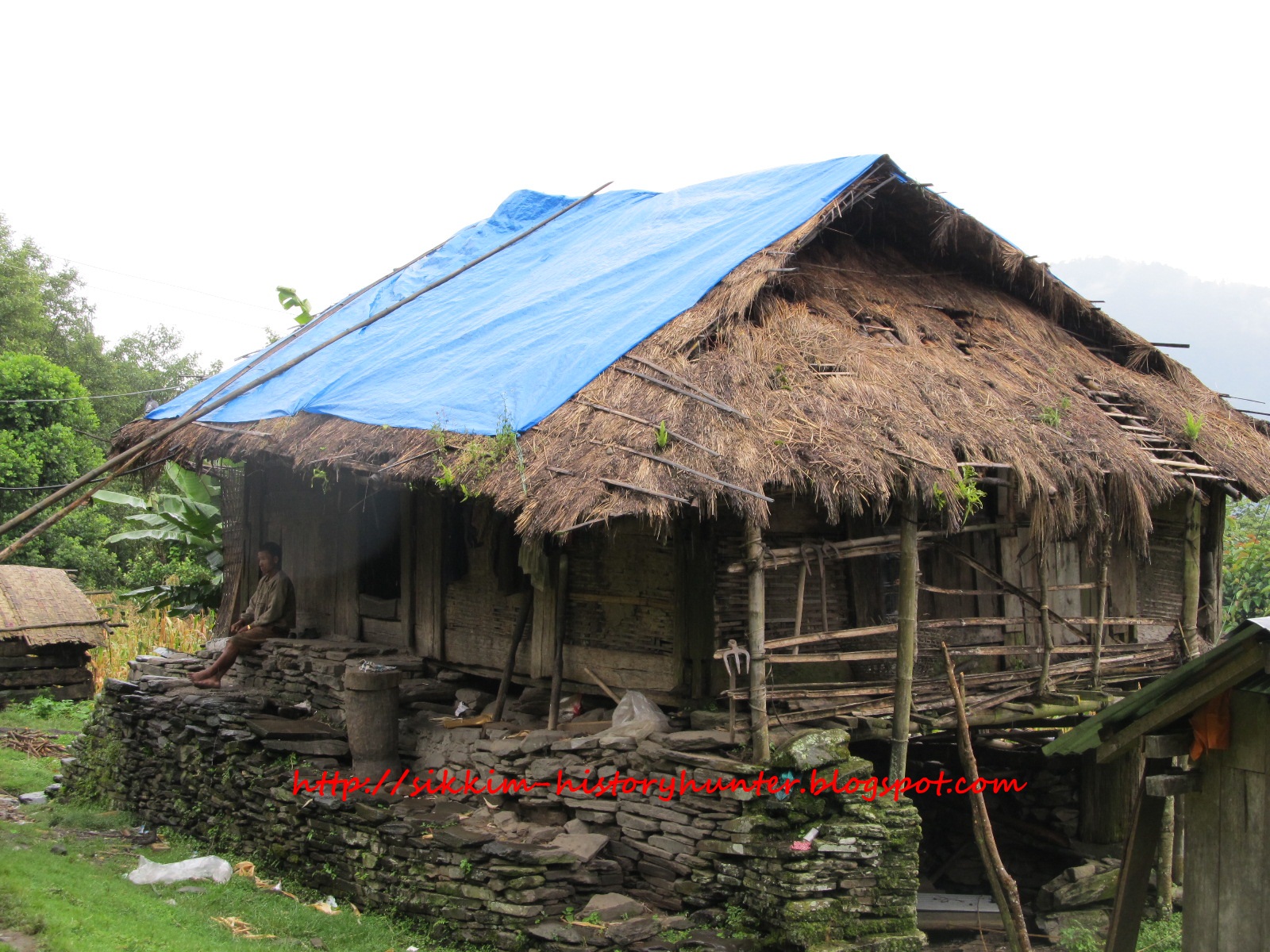 Sikkim- A Look Back View: Antique Lepcha House at Tashiding Chongrang