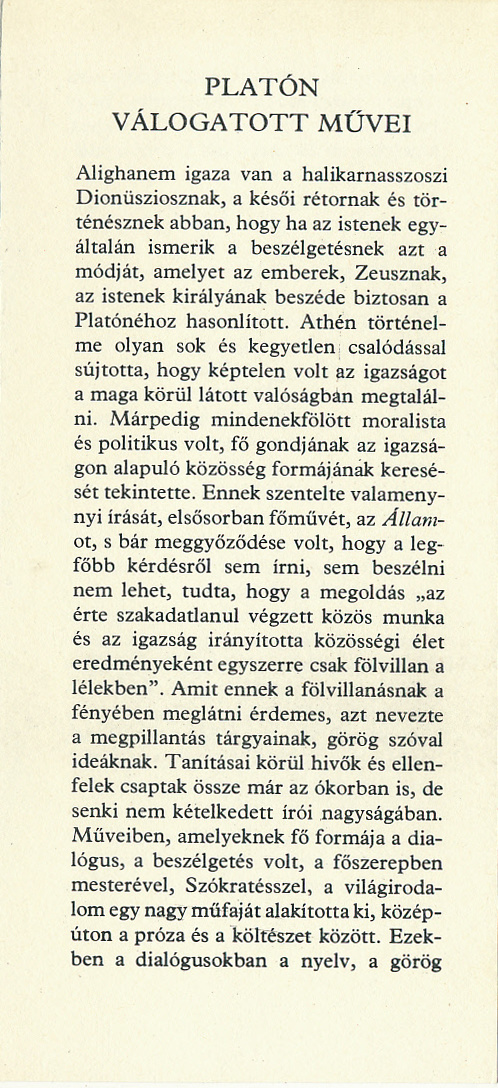 antikvariát STARÉ DOBRÉ: PLATÓN - VÁLOGATOTT MŰVEI