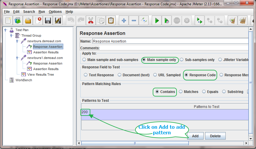 Jmeter Response Assertion To Assert Response Code