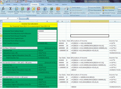 Tds Tax India: Income Tax Calculation formulas in Excel