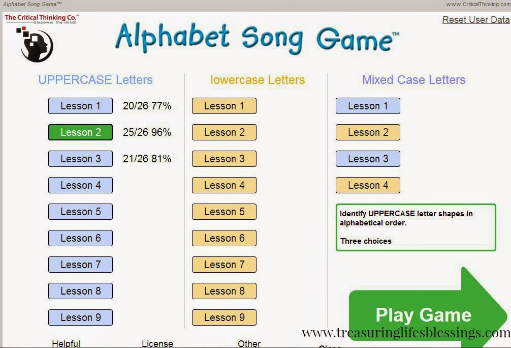 Alphabet Song Game - Treasuring Life's Blessings