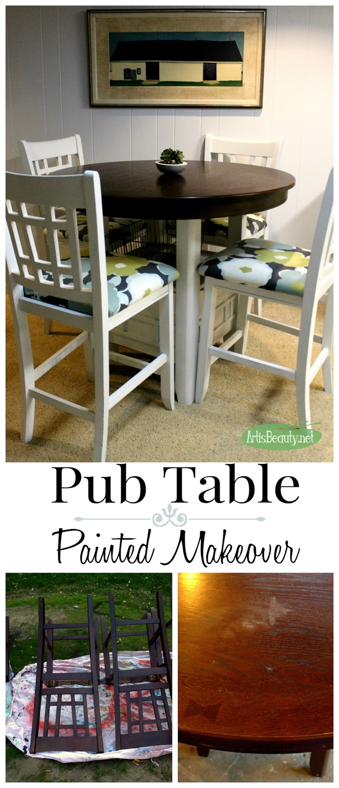 ART IS BEAUTY: Fixer Upper style Painted Pub Table Makeover