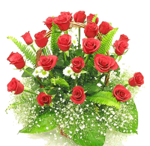 Bunga Mawar Di Keranjang - Toko Bunga Bandung