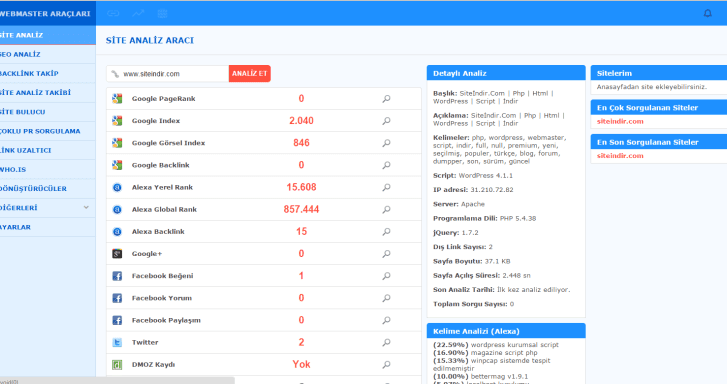 Site Analiz Seo Analiz Scripti - TR Script İndir