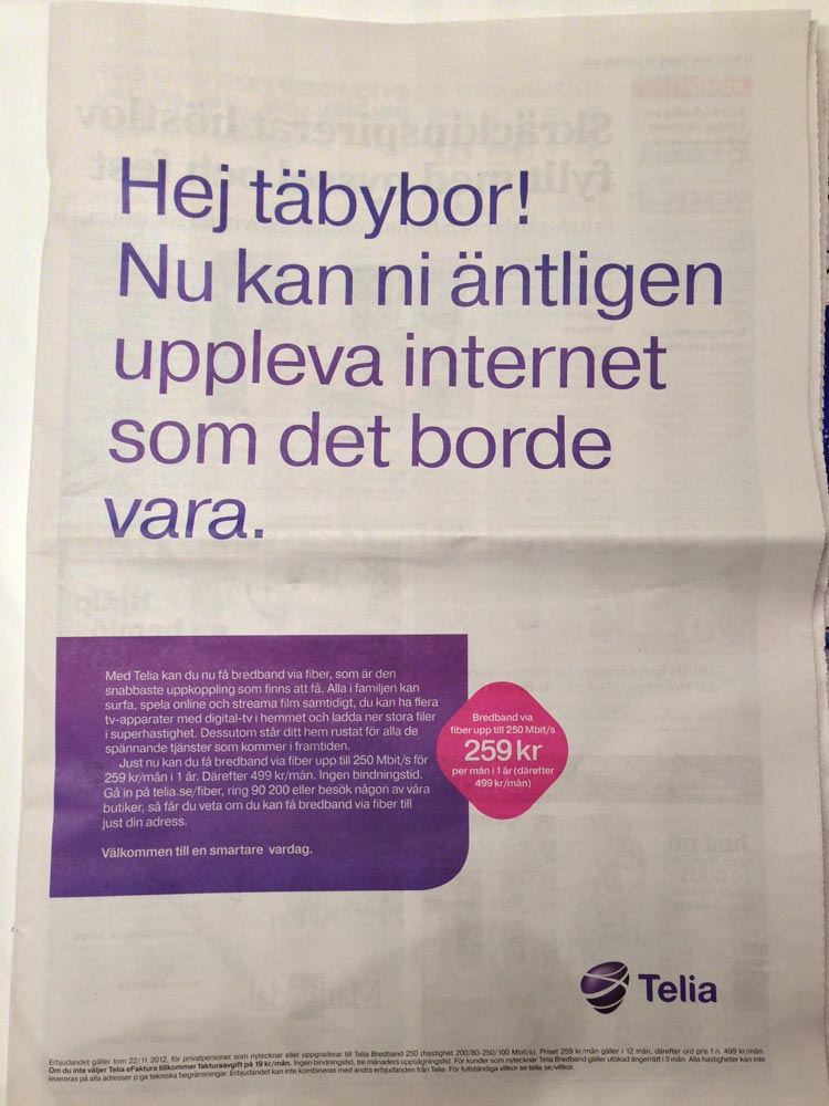 Täby Fibernät - snart får vi fiber? : november 2012