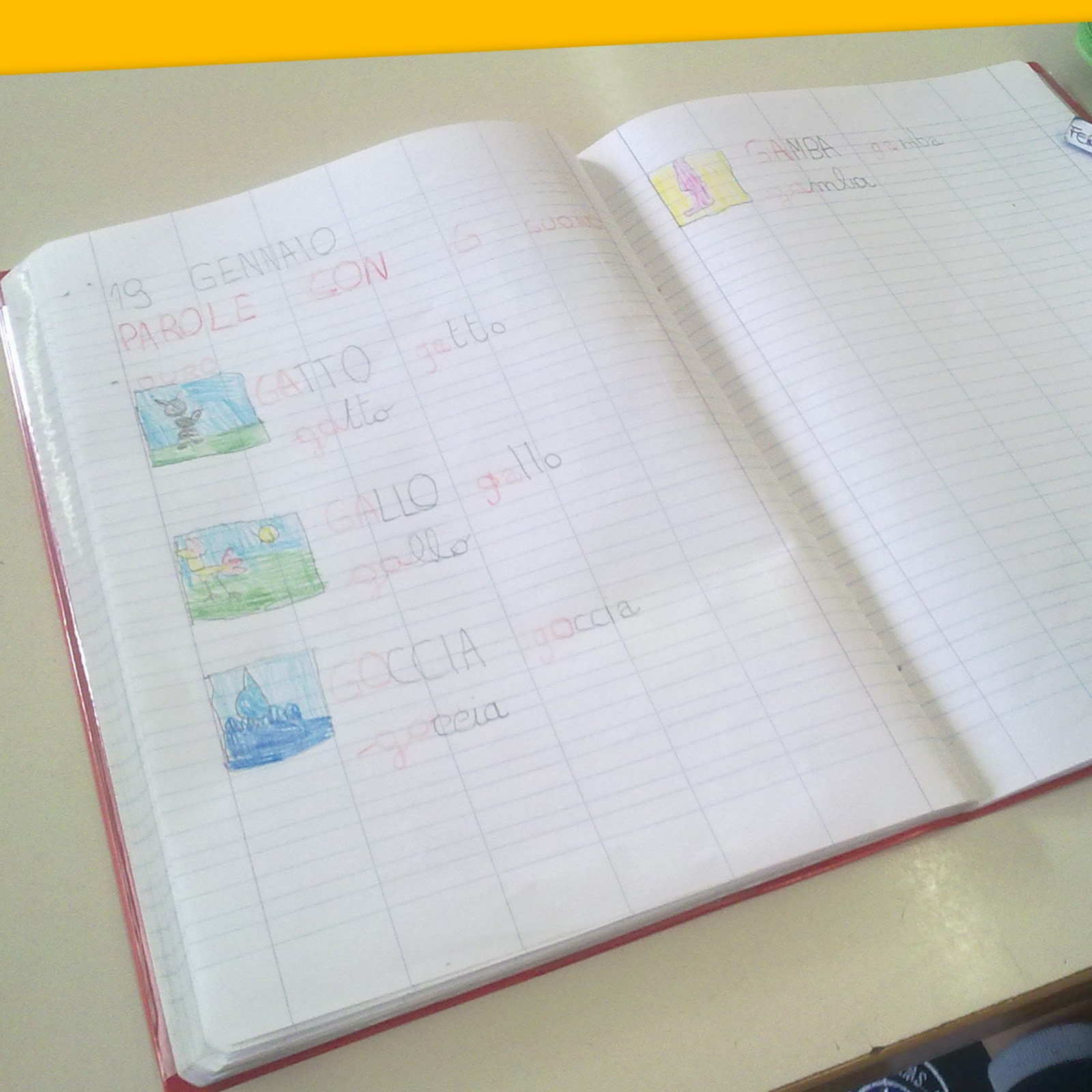 PAROLE CON G: gatto,gufo,gallo,goccia,gomma...