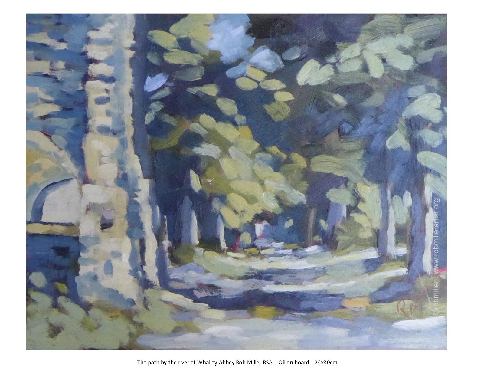 Painting of Whalley Abbey Ribble Valley by Rob Miller Lancashire Artist