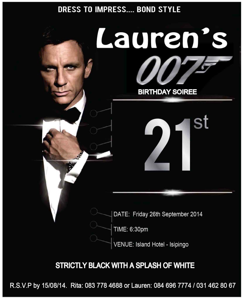 007 birthday invitation - Miss Rich