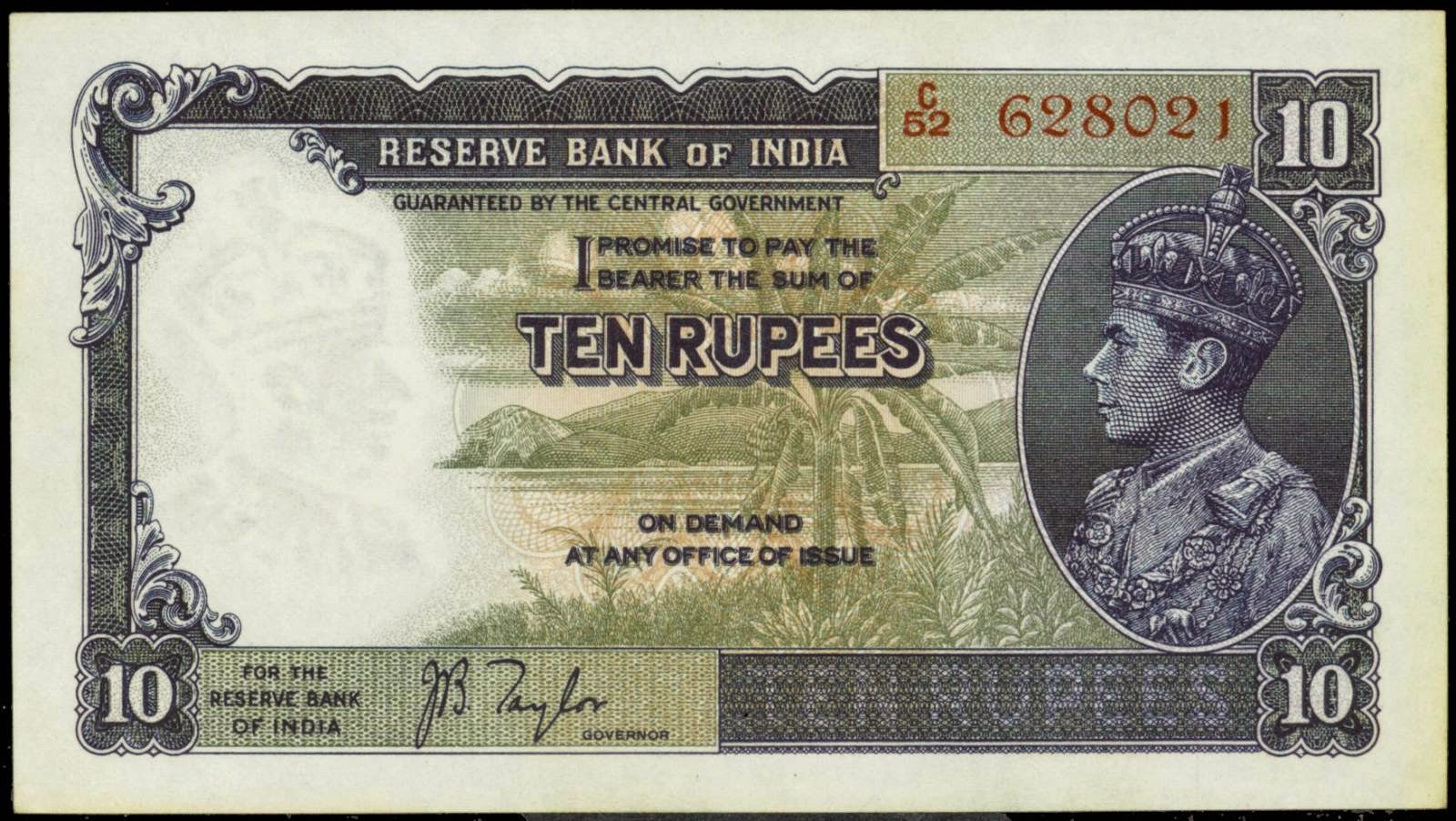 British India 10 Rupee Note 1937 King George VI|World Banknotes & Coins ...