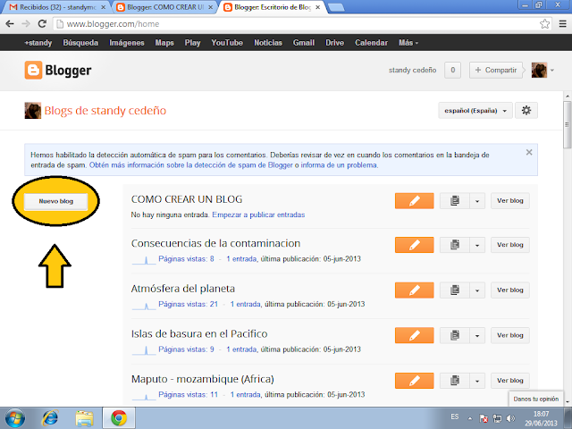 COMO CREAR UN BLOG: junio 2013