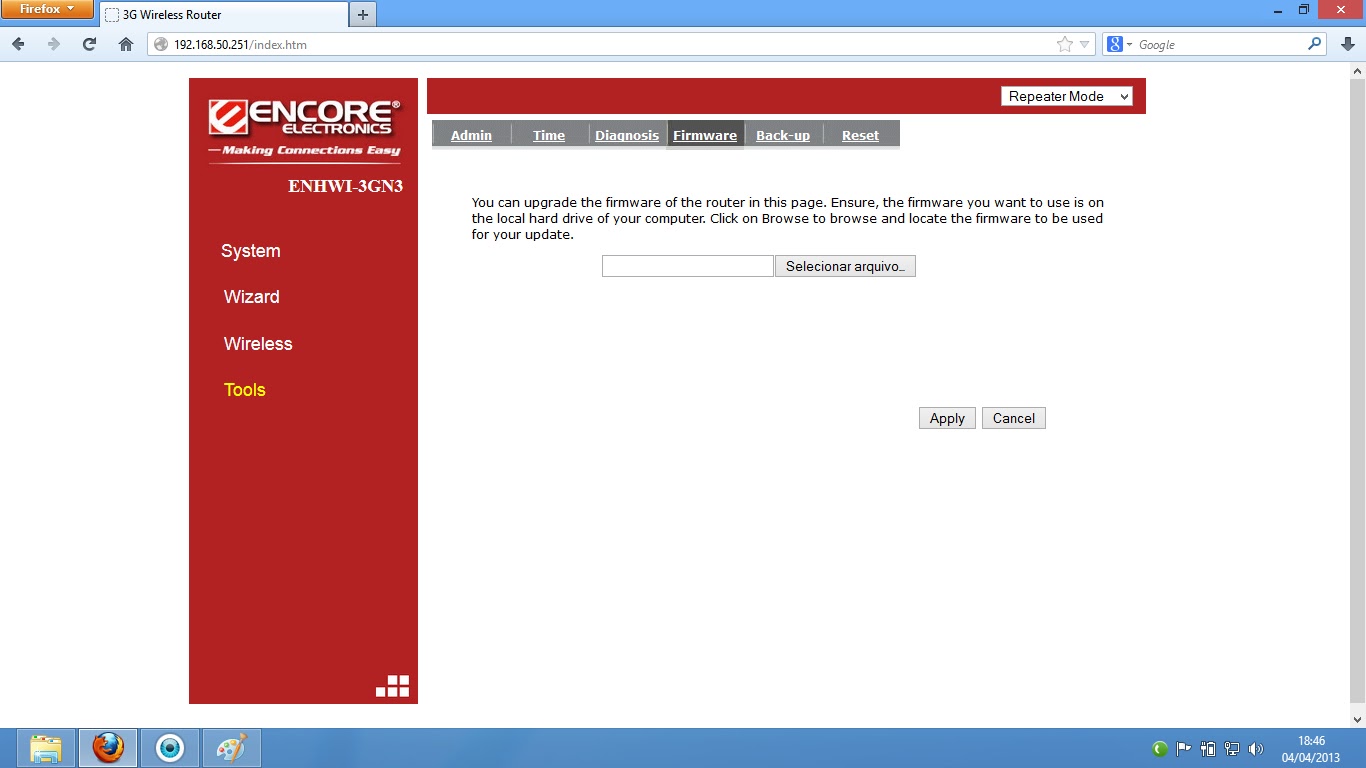 Atualizar firmware encore ENHWI-3GN3 - OArthur.com