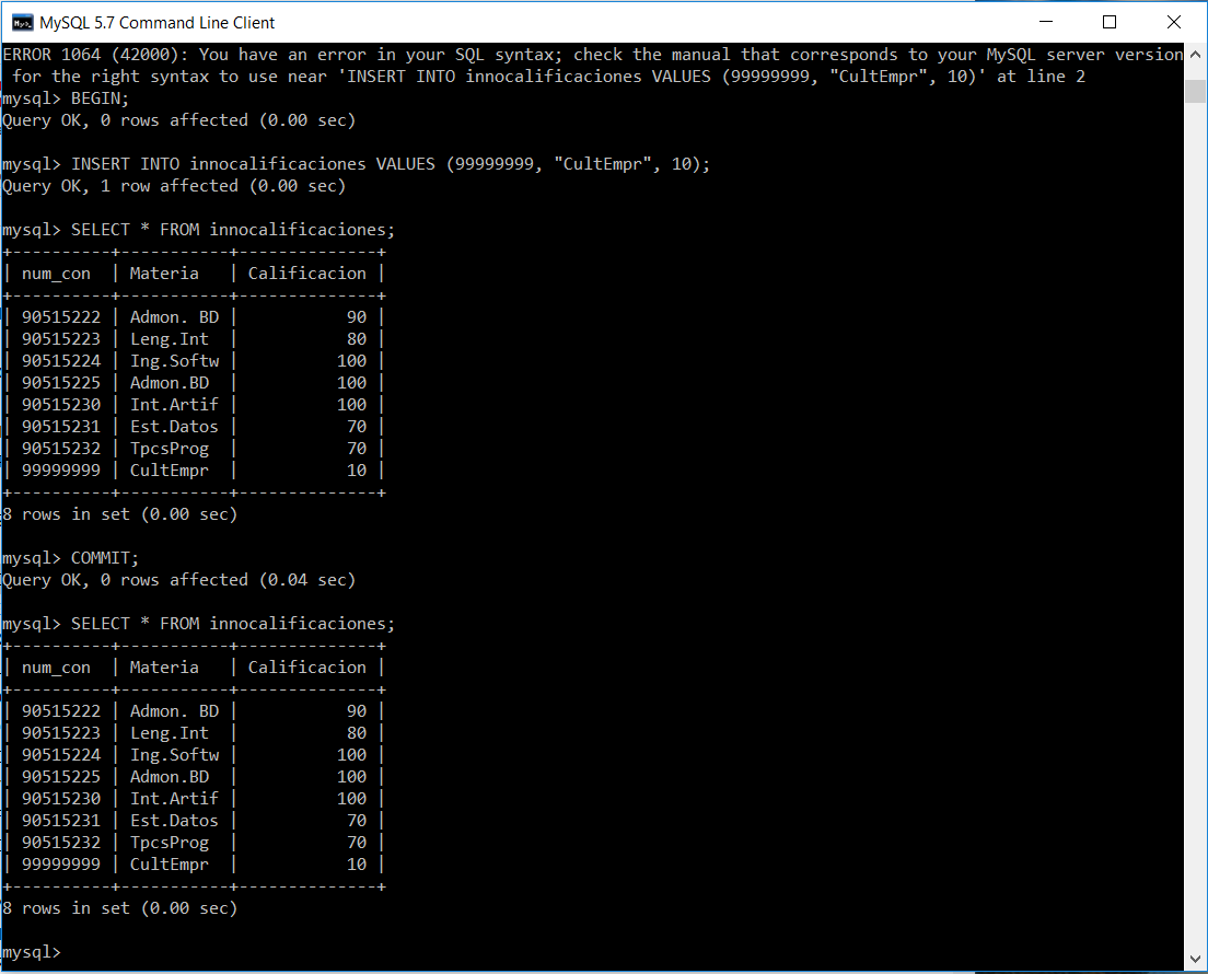Extra 2: Ejercicio con Mysql 5.7 CMD y creaciòn de bases de datos.