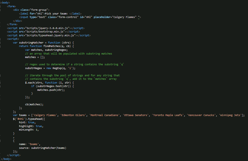 Typeahead JS - Twitter.Typeahead - Basic Example