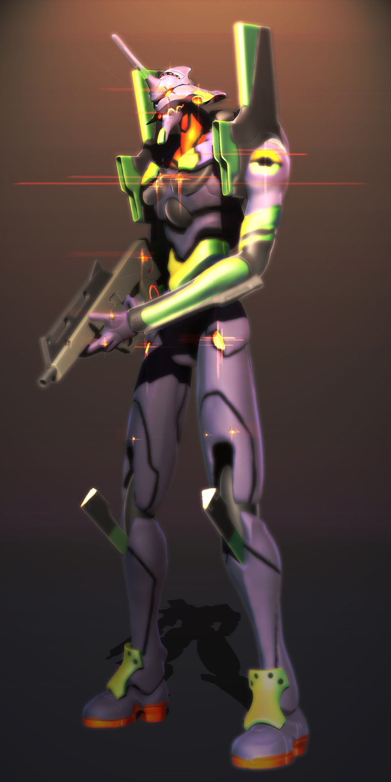 Artwork of Austin Bath: Evangelion Unit 01 (With Assault Rifle)