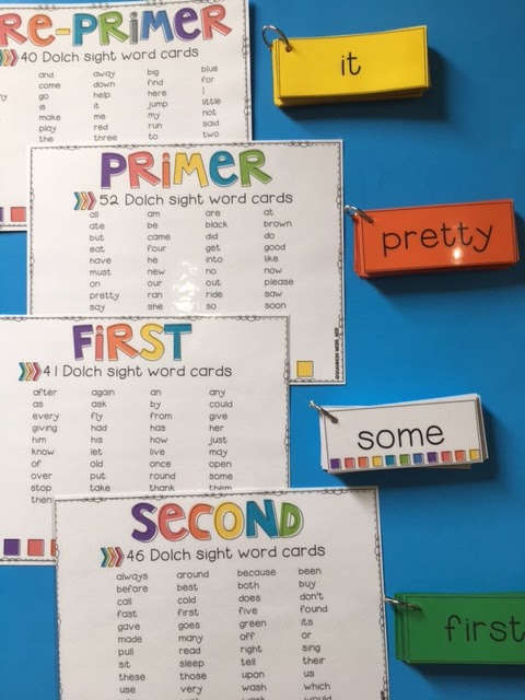 Dolch Sight Work Cards (Bright Colors) from Shannon Webb ~ Preschool ...