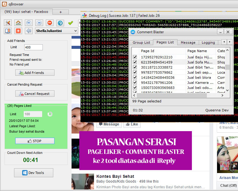 [WTS] - iReply (Bot penjawab komen Fanspage) + Bonus ada Versi FREE nya ...