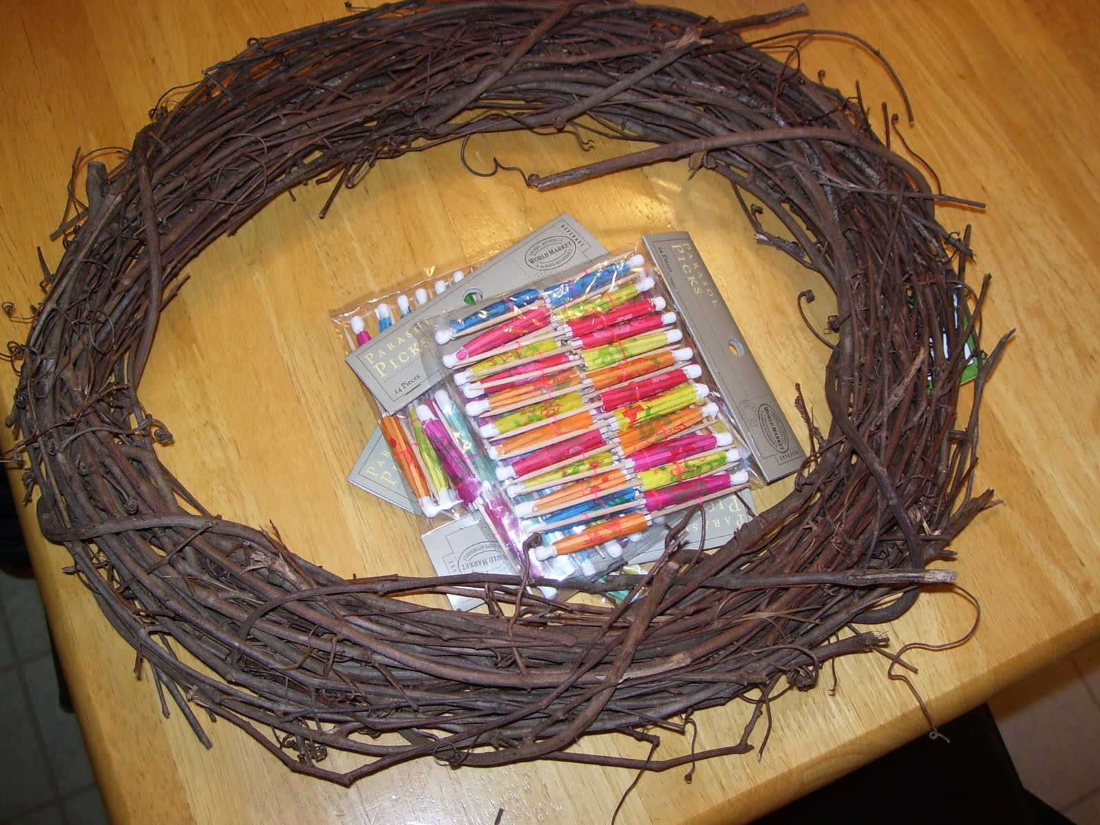 Whimsically Homemade: Parasol Pick Spring Wreath