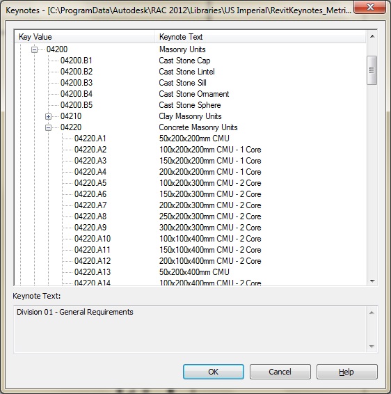 Revit Architecture 2013 Essential: Keynote - Detailing