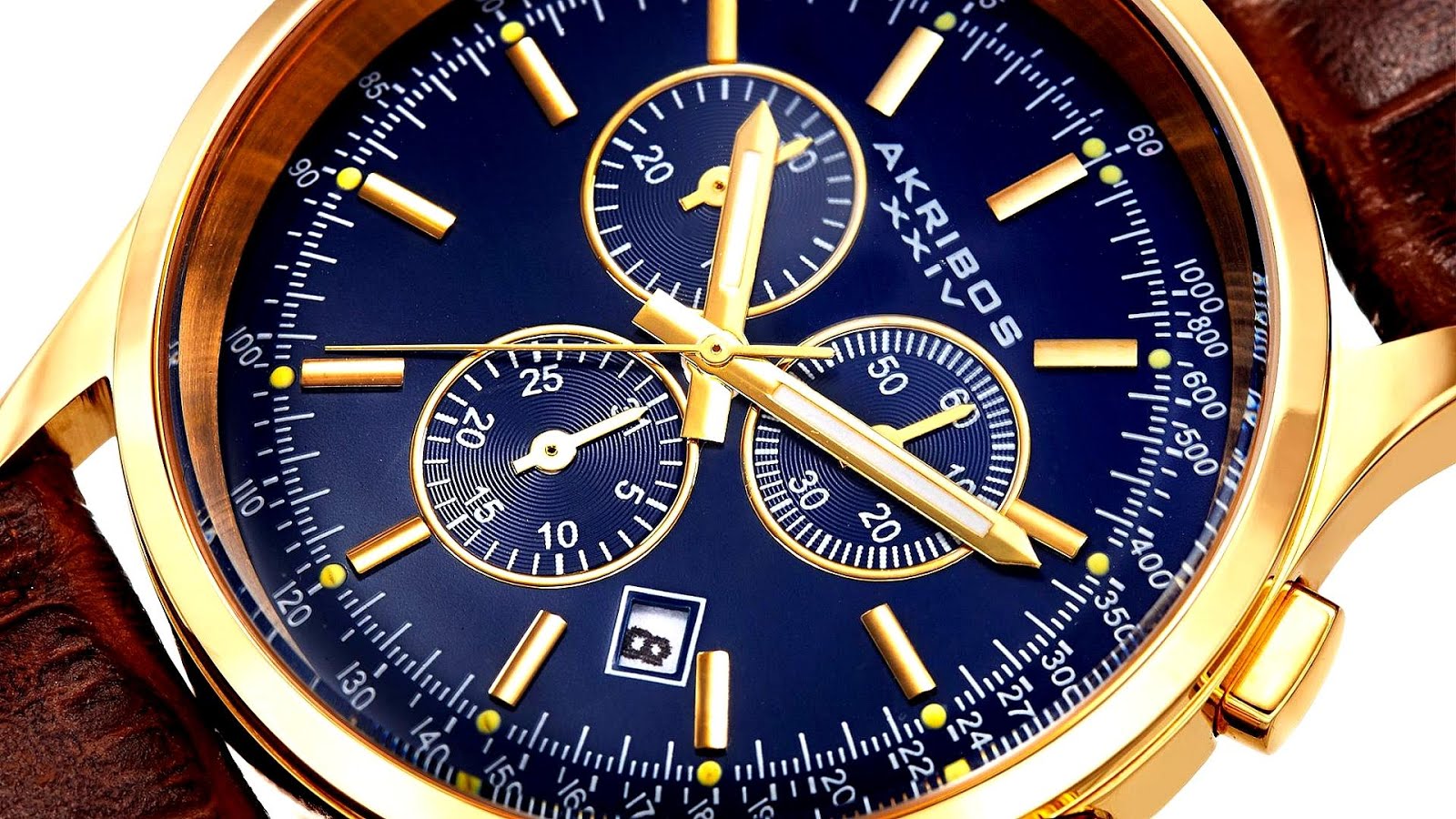 Gold Face Brown Leather Strap Watch - Gold Choices