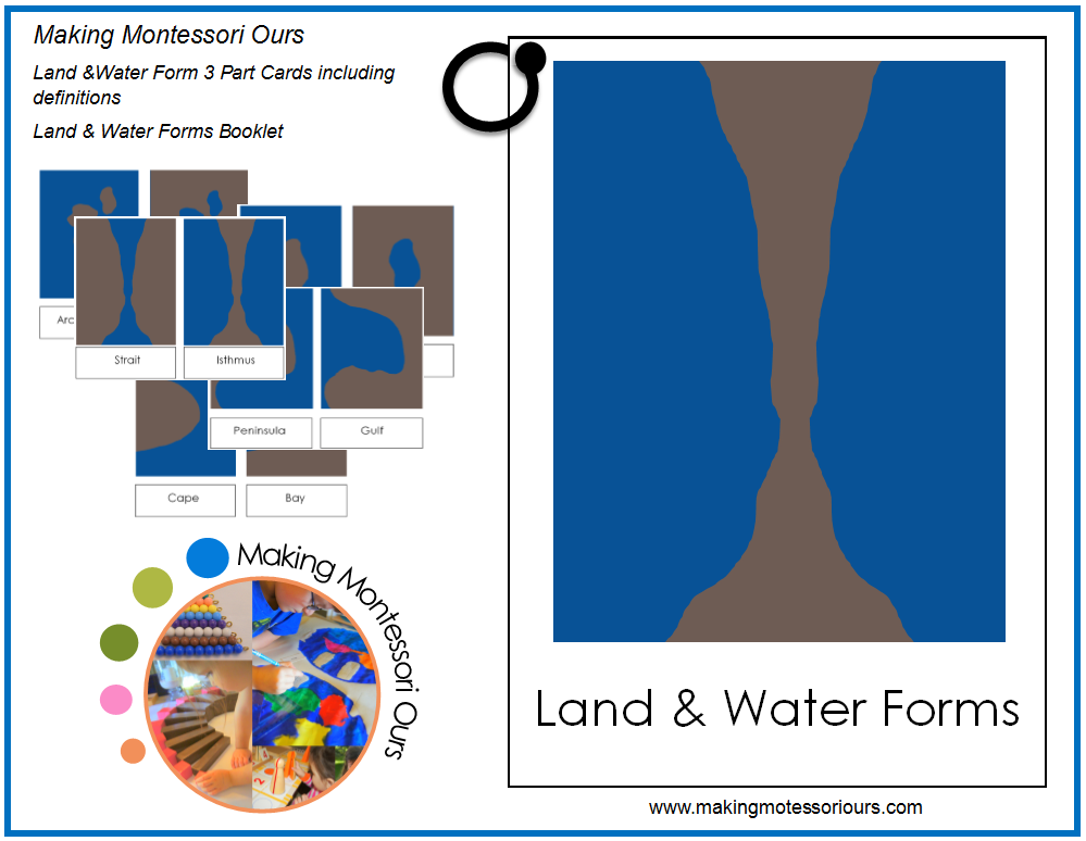 Montessori Land & Water Forms, Globe & 3 Part Cards Including DIY links ...