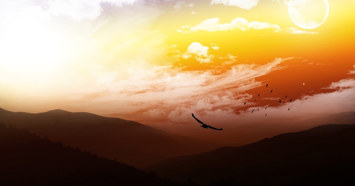 Caída de sol entre montañas. - Fondos de Pantalla HD - Wallpapers HD