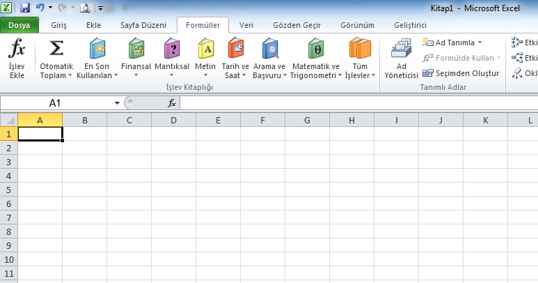 WORD EXCEL POWERPOİNT: EXCEL ''FORMÜLLER'' MENÜSÜ