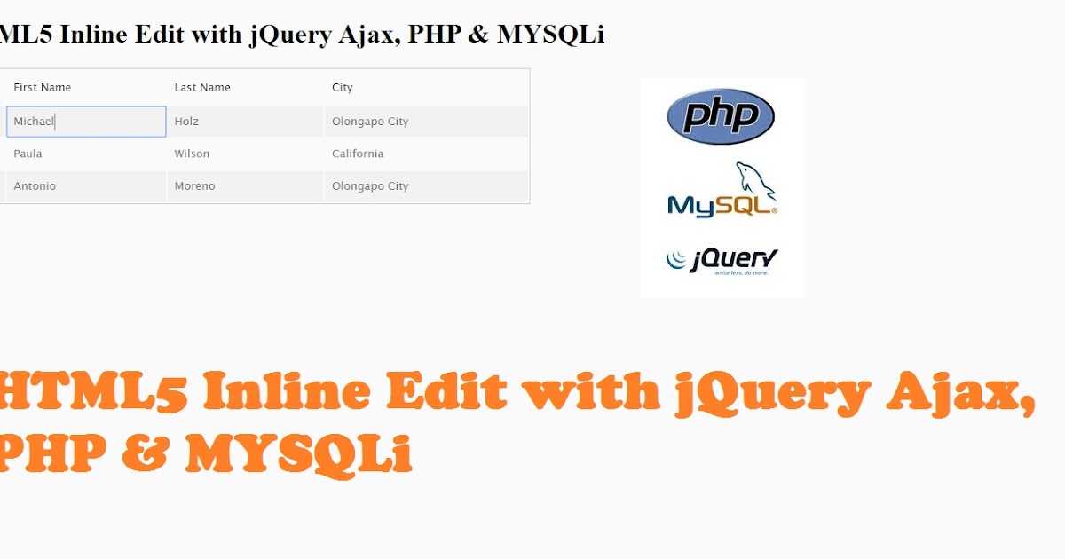 HTML5 Inline Edit with jQuery Ajax, PHP & MYSQL | Tutorial101