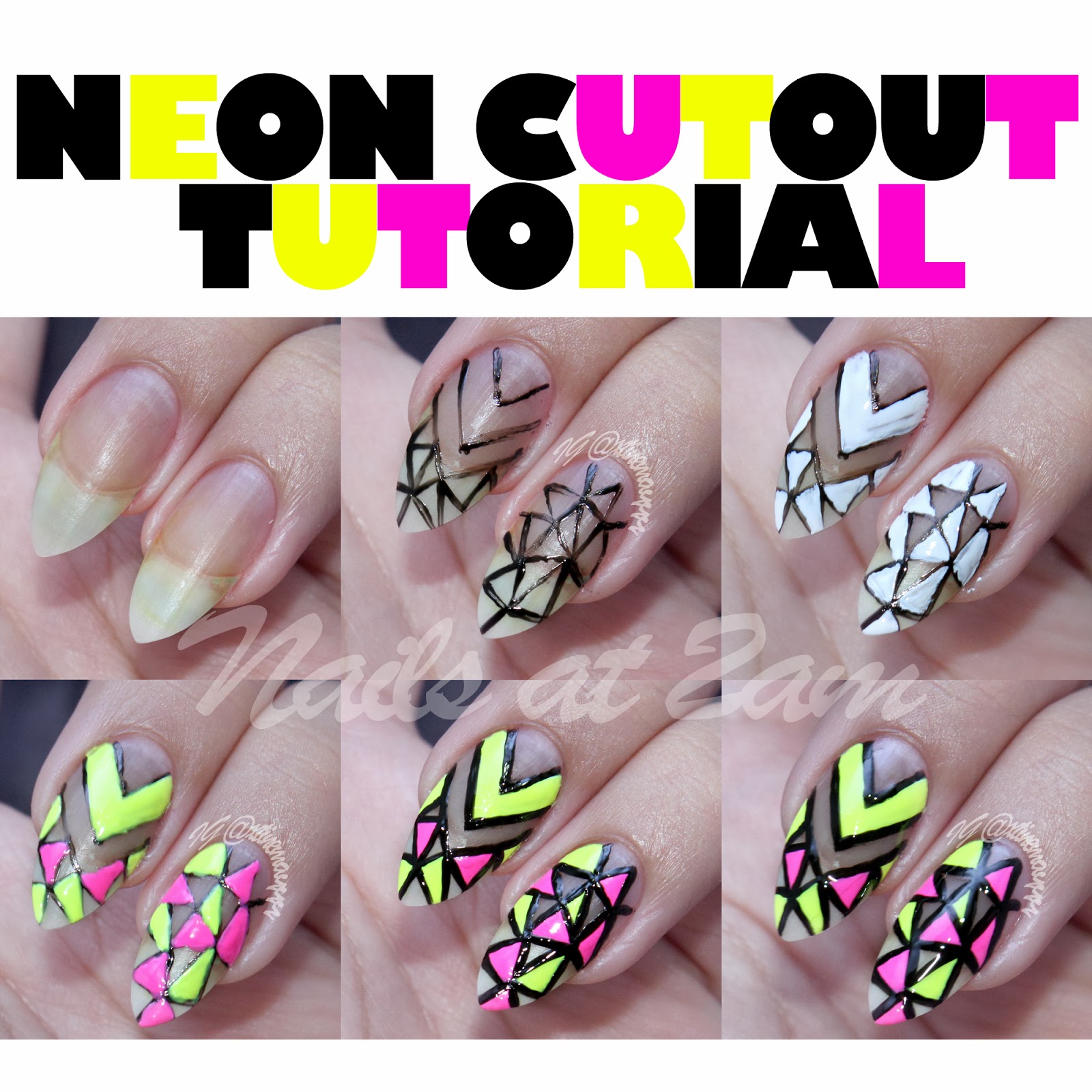 Nails At 2am: TUTORIAL: Neon Cut-Out Nails