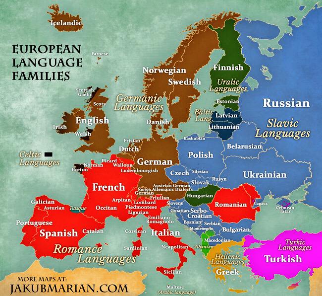 Wolves In The City: Map of European Language Families
