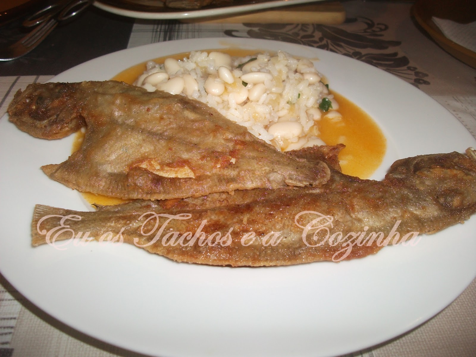 Solha frita com Arroz-Feijão branco