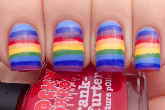 Horizontal rainbow stripes ~ More Nail Polish