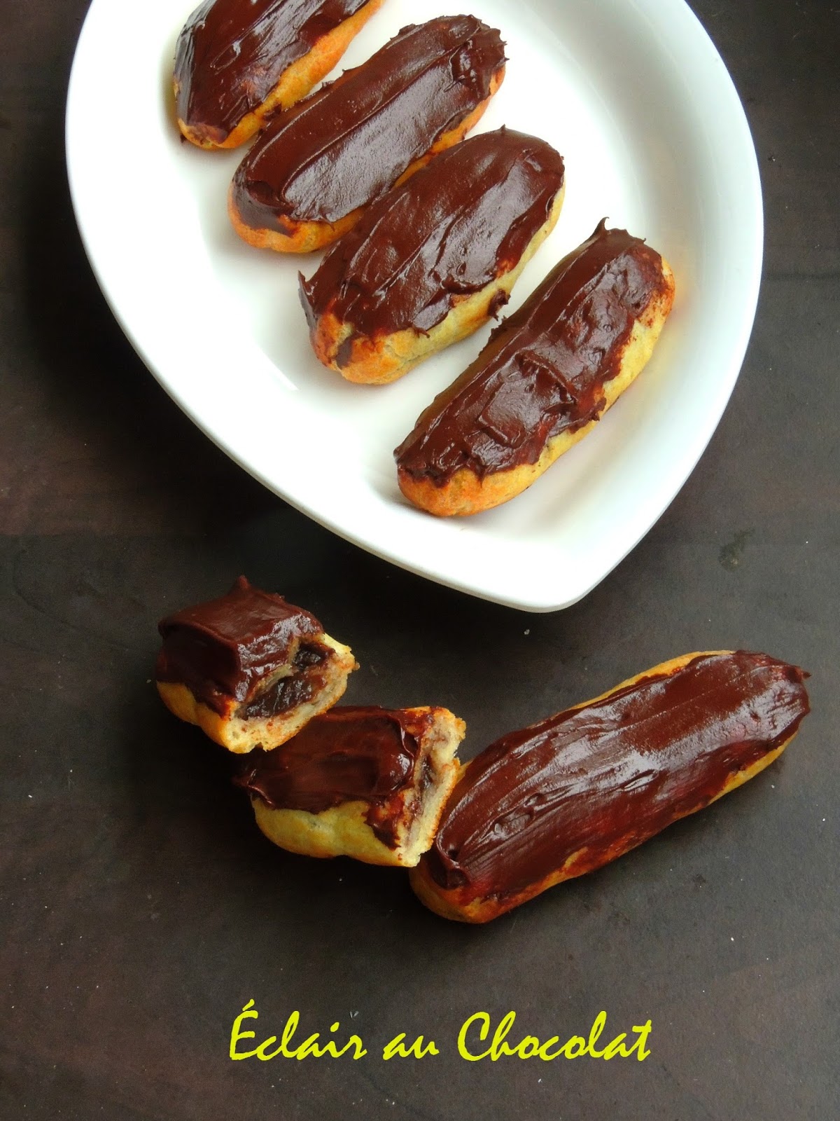 Priya's Versatile Recipes: Éclair au Chocolat - Chocolate Eclairs