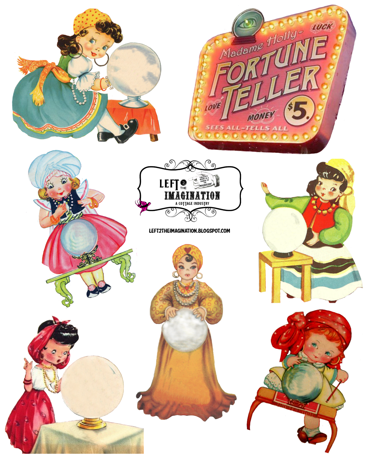 FREE VINTAGE GYPSY FORTUNE TELLER PRINTABLE COLLAGE SHEET ...