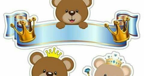 Teddy Bear Prince Free Printable Cake Toppers in Light Blue. - Oh My Baby!
