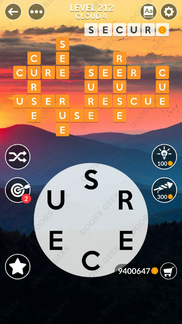 Wordscapes Level 212 Answers ~ Doors Geek