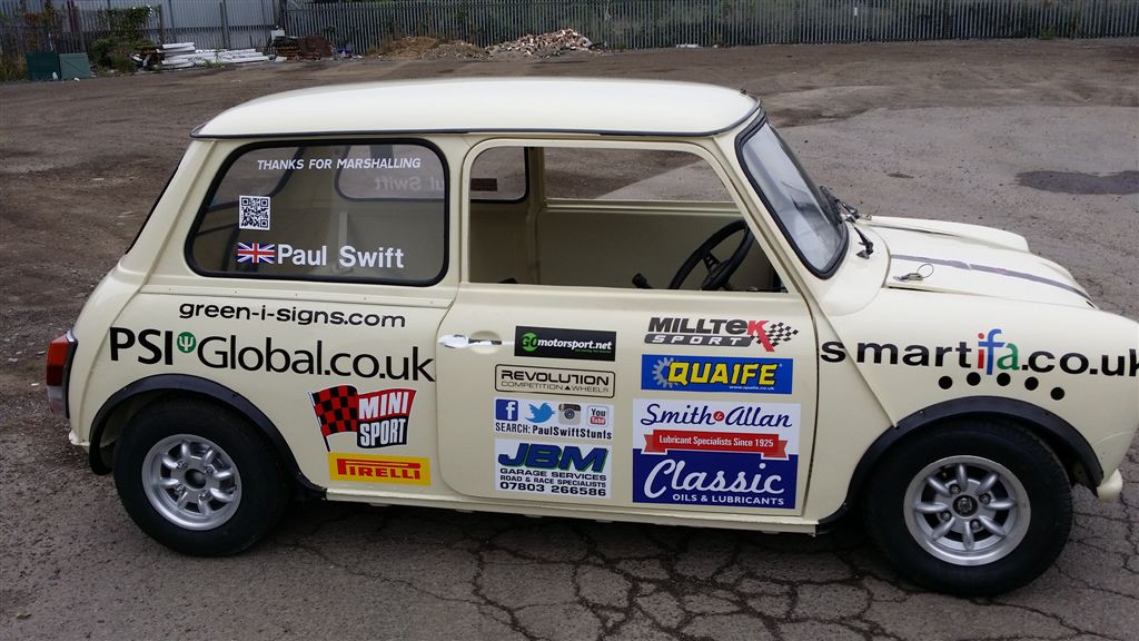 The Green I Signs Blog: Classic Mini rally car graphics for Paul Swift ...