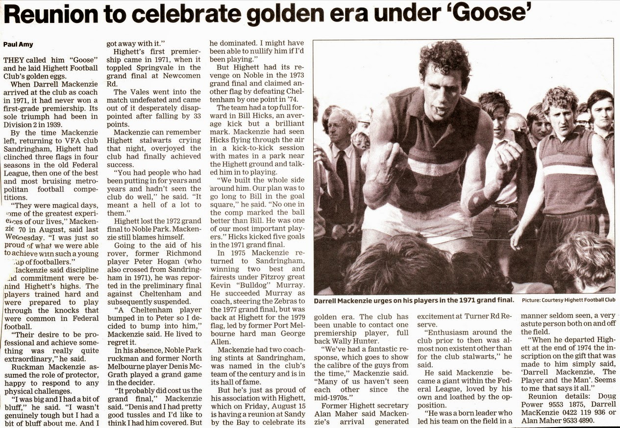 HIGHETT FOOTBALL CLUB HISTORICAL PHOTOS & MEMORABILIA