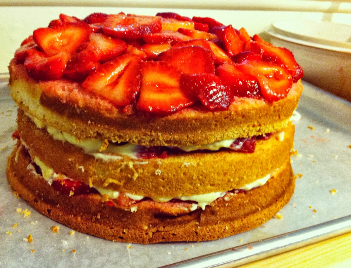 Strawberry Custard Cassata Cake