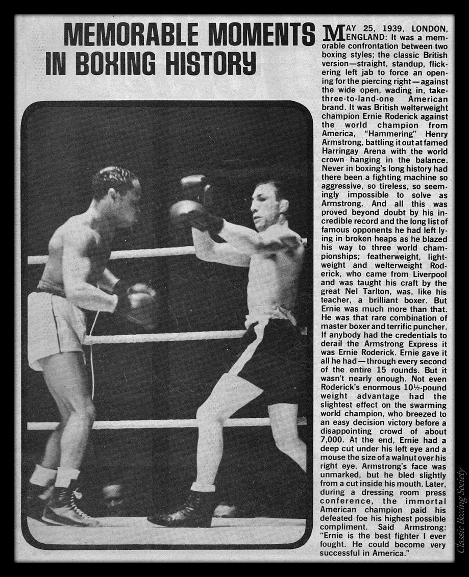 50 Legendary British Nights: #5 Henry Armstrong vs Ernie Roderick ...
