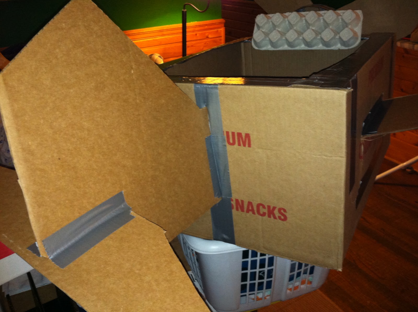 green mum: Cardboard box airplane