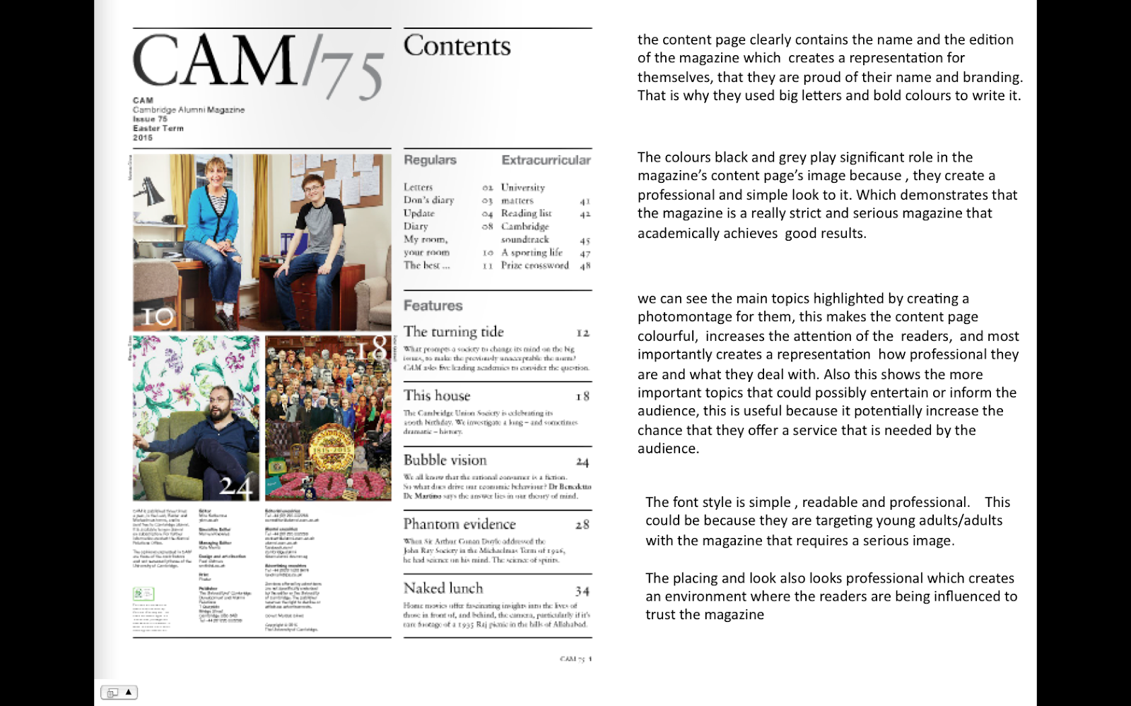 Robert Varga's AS media: Analysis of school magazines' content pages