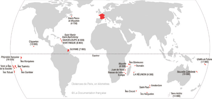 Francophonie: Carte Géographique de la France d'Outre-mer