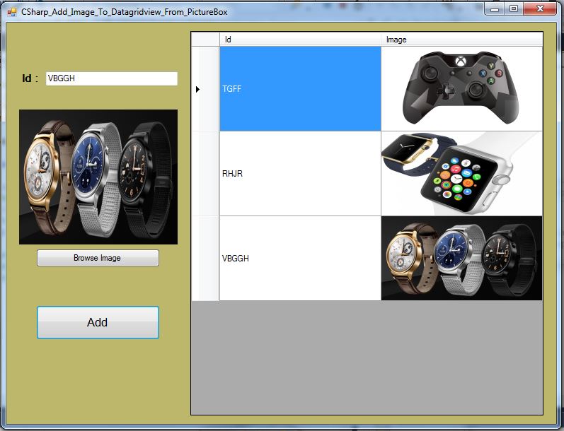 C How To Add Image From Picturebox To Datagridview In C C Javaphp Programming Source Code